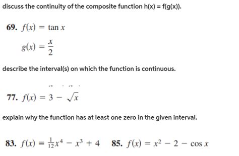 solved discuss the continuity of the composite function h x