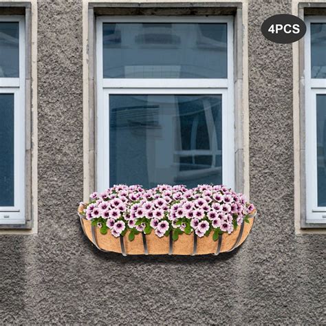 Hanging Flower Planter Window Basket Deck Railing Planter Boxes 4PCS Flower Boxes For Deck