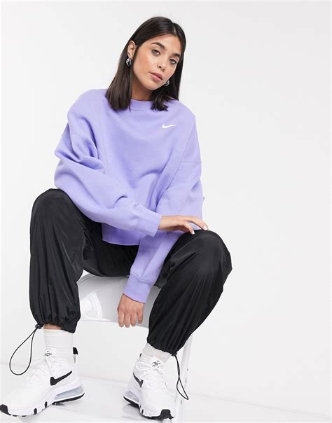 Asos Nike Zip Nike Mini Swoosh Oversized Sweatshirt Purple Nike Phoenix