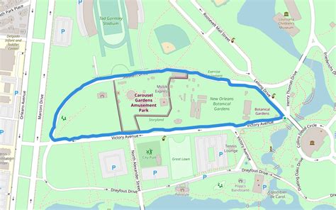 시티 파크 걷기 및 달리기 트레일 뉴올리언스 루이지애나 주 미국 Pacer