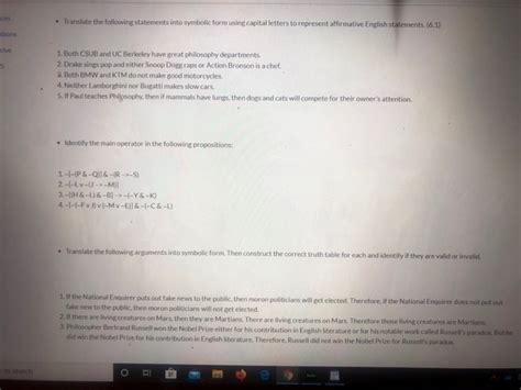 solved translate the following statements into symbolic
