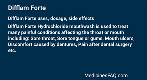 Difflam Forte Uses Dosage Side Effects Food Interaction And Faq