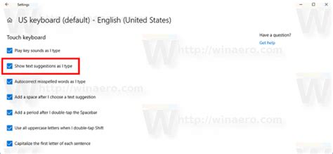 Disable Or Enable Suggestions For Touch Keyboard In Windows 10