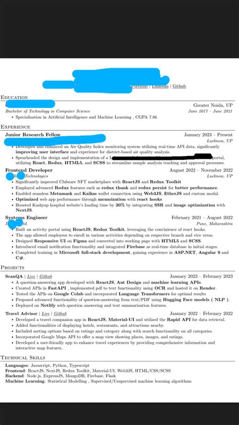 Need Help Am I Missing Something Not Able To Get Interview Calls For Frontend Role Rresumes