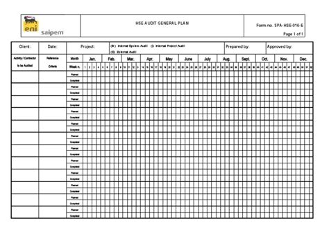 Form Spa Hse 016 E Hse Audit General Plan Pdf