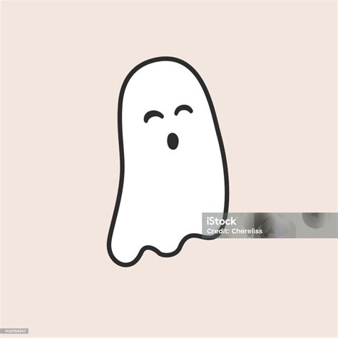 Aranyos Halloween Fehér Szellem Rajzfilm Vicces Karakter Kísérteties Szellem Témájú Stock