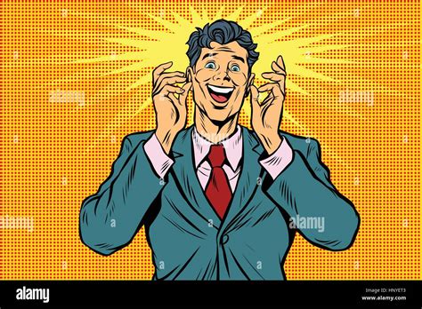 Happy Man Vintage Pop Art Retro Comic Book Vector Illustration Stock