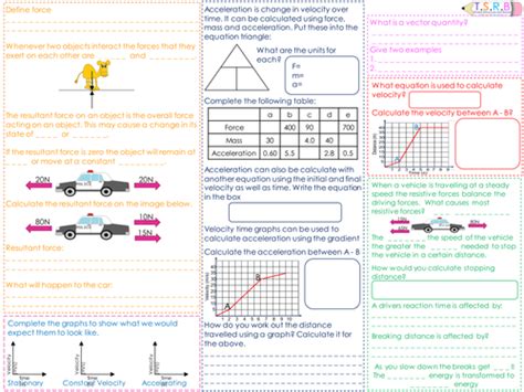 P2 Forces And Motion Revision Mat Teaching Resources