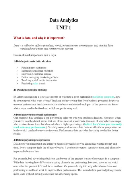 Final Full Notes Unit1 Data Analytics Pdf Cloud Computing Apache