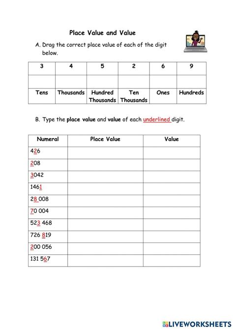 Place Value And Value Online Worksheet Live Worksheets Worksheets