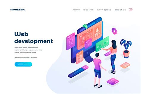 Premium Vector Web Development Landing Page Vector Template Software Engineering Coding