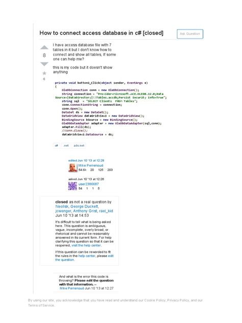 Net How To Connect Access Database In C Stack Overflow Pdf