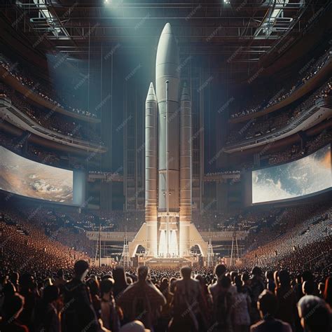 Premium Photo A Crowd Of People Watching A Rocket Launch