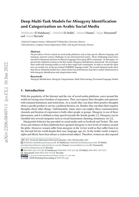 Deep Multi Task Models For Misogyny Identification And Categorization On Arabic Social Media