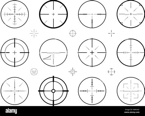 Target Sight Sniper Set Of Icons Hunting Rifle Scope Crosshair
