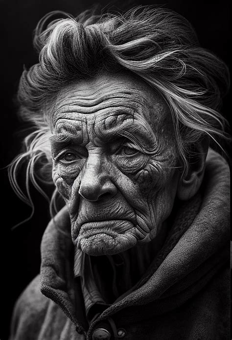 Old Woman Portrait Black And White