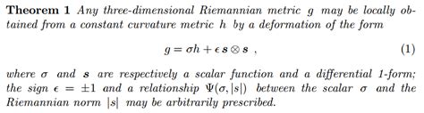 Differential Geometry Three Dimensional Metrics As Deformations Of A Constant Curvature Metric