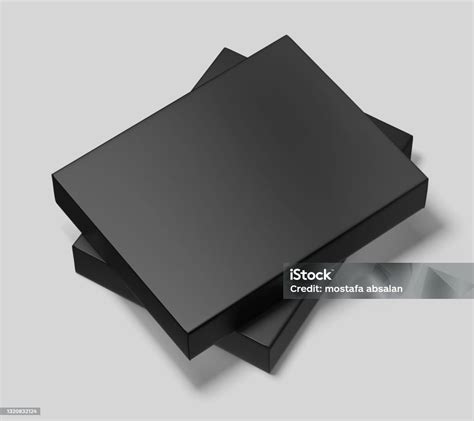 블랙 소프트웨어 박스 모형 중간 크기의 골판지 패키지 박스 라이트 그레이 배경에 격리된 3d 렌더링 상자에 대한 스톡 사진 및 기타 이미지 Istock