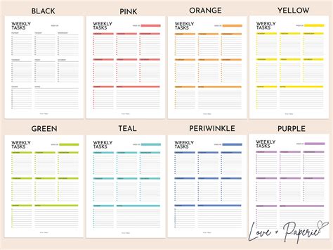 Printable Weekly Task List Printable Task List Planner Etsy