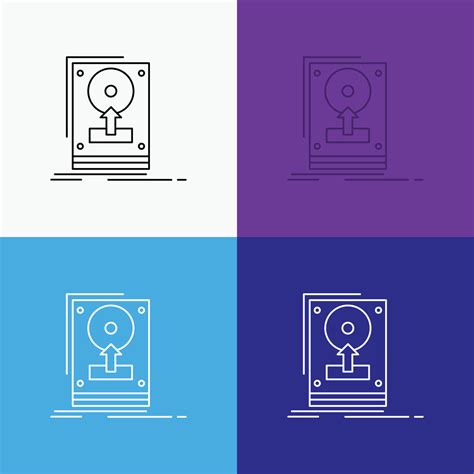 Install Drive Hdd Save Upload Icon Over Various Background Line Style Design Designed For