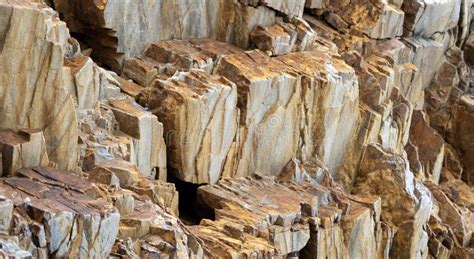 Close Up Of Jagged Rock Formations With Sharp Edges And Varied Colors Stock Image Image Of