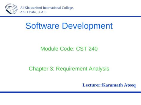 Ppt Software Development Module Code Cst 240 Chapter 3 Requirement