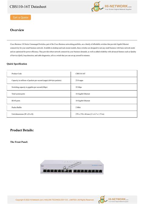Cisco Cbs110 16t Datasheet By Hi Network Issuu