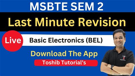 Live Basic Electronics 2nd Semester Diploma Bel Toshib Tutorials Youtube