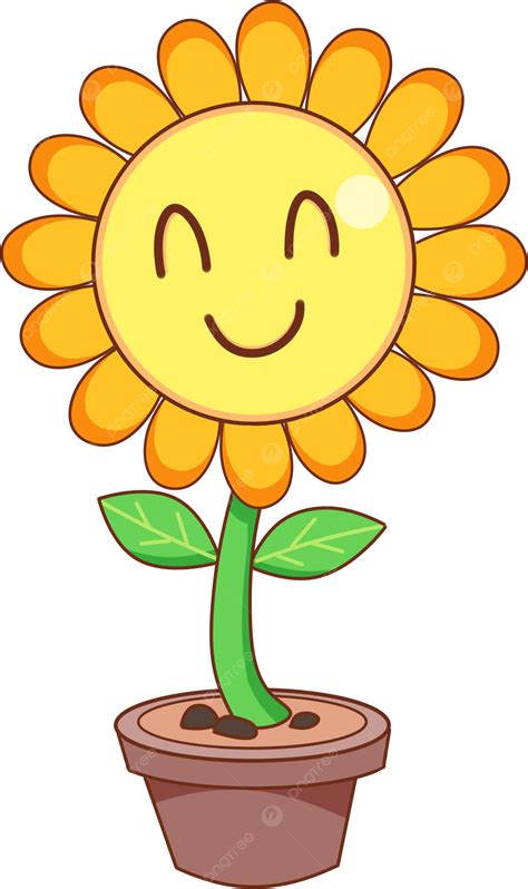 해바라기 일러스트 미소 손으로 그린 만화 작은 신선한 Png 일러스트 및 Psd 이미지 무료 다운로드 Pngtree