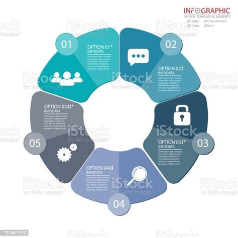 벡터 추상 요소 Infographics 5 옵션입니다 비즈니스 또는 금융 템플릿 레이아웃 브로셔 워크플로 정보 또는 프레 젠 테이 션 및 기타를 위한 디자인 Infodata
