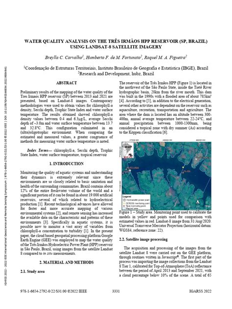 Water Quality Analysis On The Trs Irmos Hpp Reservoir Sp Brazil Using Landsat 8 Satellite