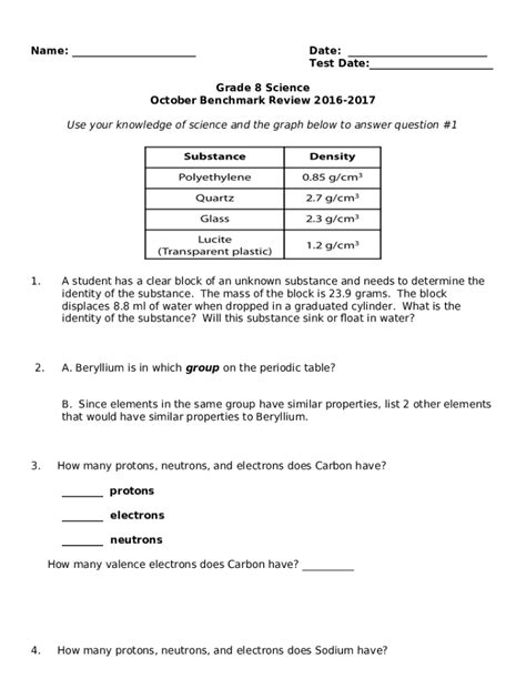 Science Benchmark Test Question Flashcards Doc Template Pdffiller