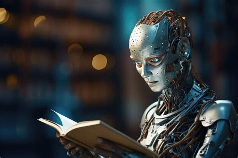 Premium Photo An Image Of A Humanoid Robot Reading A Book