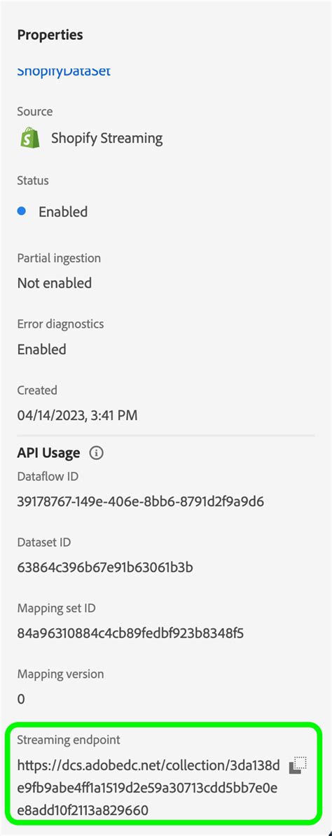 Create A Shopify Streaming Connection And Dataflow In The Ui Adobe Experience Platform