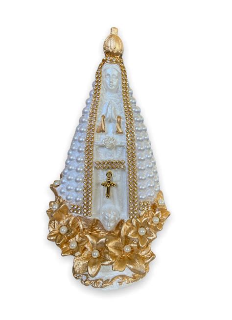 Imagem Nossa Senhora Aparecida Perola Gesso Premium 22cm Santissima