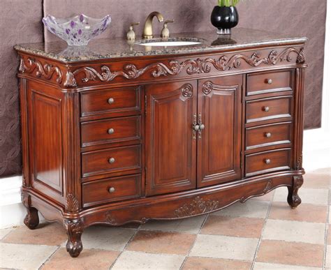 Adelina 56 Antique Bathroom Vanity Brown Granite Top