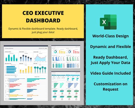 Ceo Executive Dashboard Excel Template Financial Dashboard Dynamic Dashboard Executive