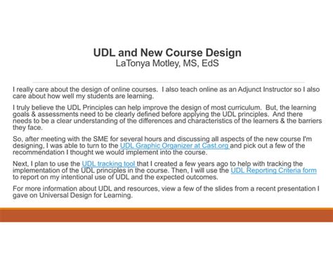 Udl And New Course Design Pdf