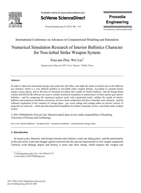 pdf numerical simulation research of interior ballistics character