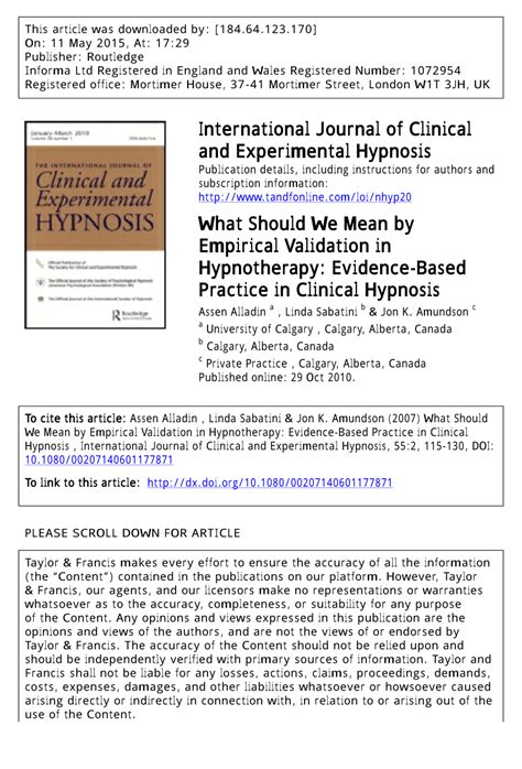 Pdf Efficacy Vs Effectiveness Research In Psychotherapy Implications For Clinical Hypnosis