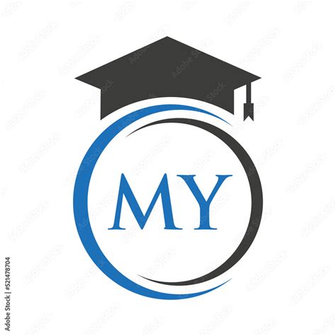 Letter My Education Logo Concept With Educational Graduation Hat Vector