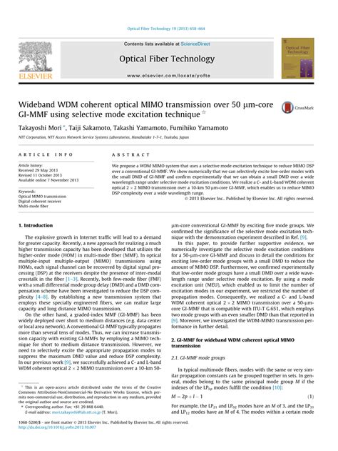 Pdf Wideband Wdm Coherent Optical Mimo Transmission Over Gi Mmf By