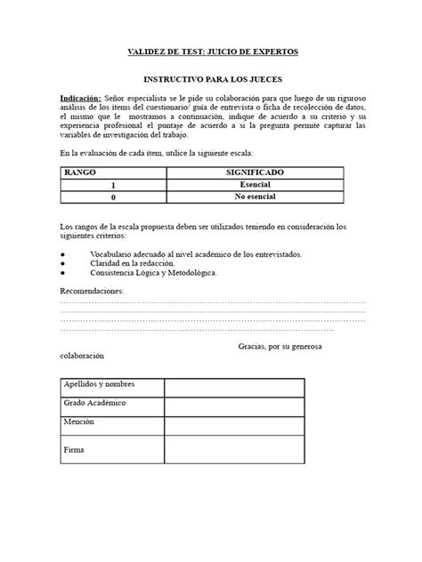 Formato De Validacion Pdf Prisión Validez Estadísticas