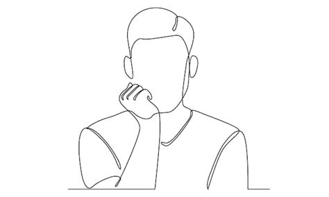 걱정스러운 남자 생각의 연속 라인 프리미엄 벡터