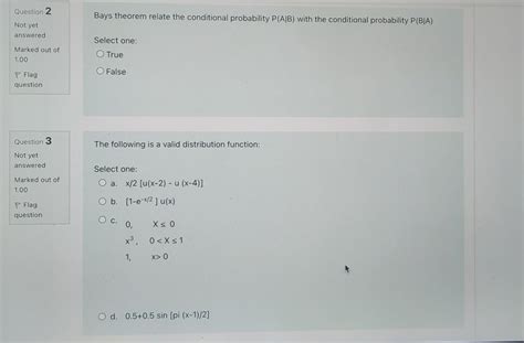 Solved Question 2 Bays Theorem Relate The Conditional