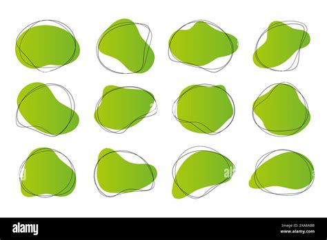 Abstract Organic Liquid Amoeba Blob Shapes Vector Collection Isolated On White Background Green