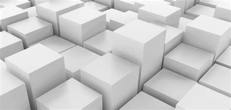Randomly Shifted White Cube Boxes Creating A Dynamic Background Perfect For A Modern Wallpaper