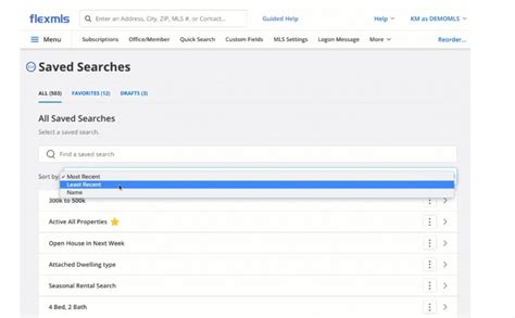 Refreshed Saved Searches Page