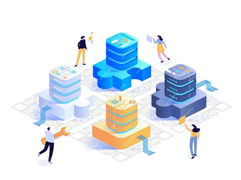 Premium Vector Abstract Tech Isometric Concept Huge Computer Microchips Or Electronic Circuits