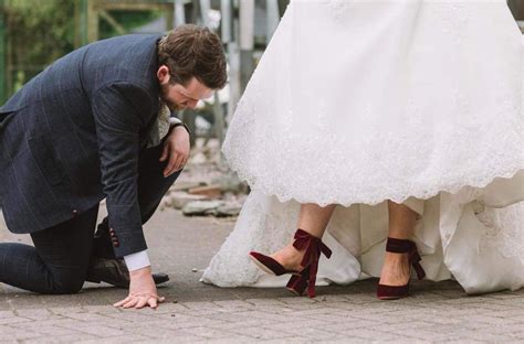 Isabelle Wears Hetty Mid Bordo With Blossom Small Rose Gold Harriet Wilde Wedding Shoes